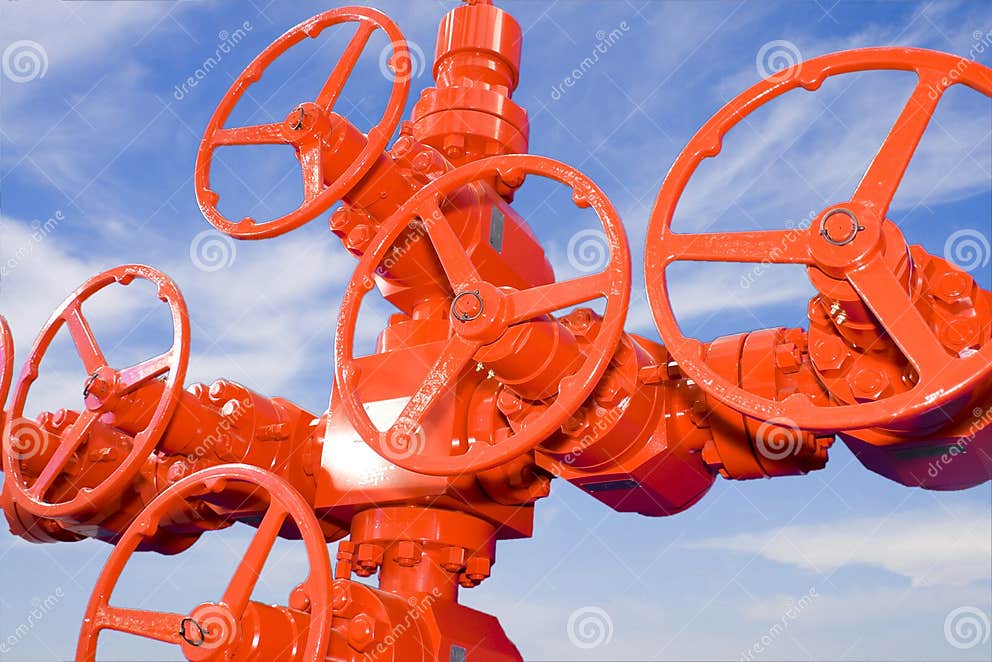 Red Wheel Valve stock image. Image of blue, pollution - 8629667