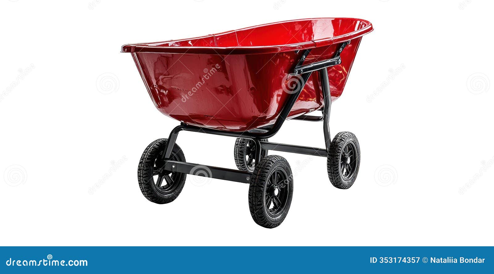 Red Wheelbarrow with Four Wheels Isolated on Transparent Background ...