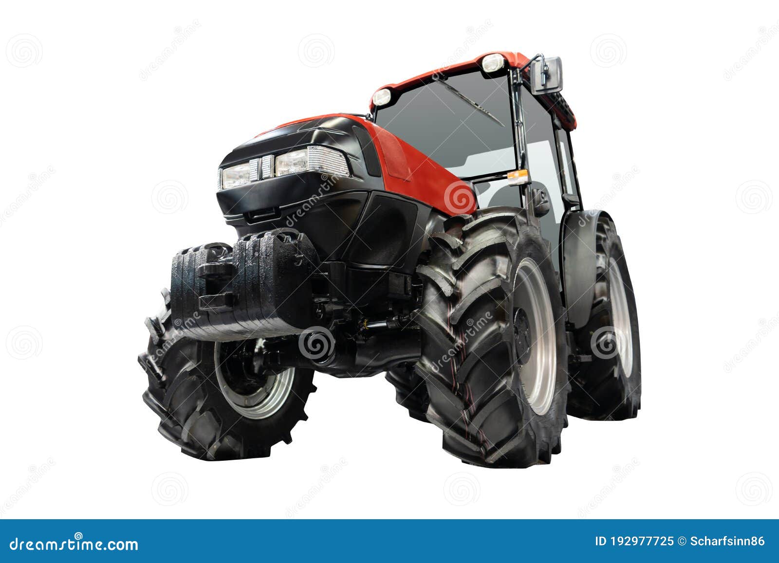 Red Wheeled Agricultural Tractor Isolated Stock Image - Image of ...