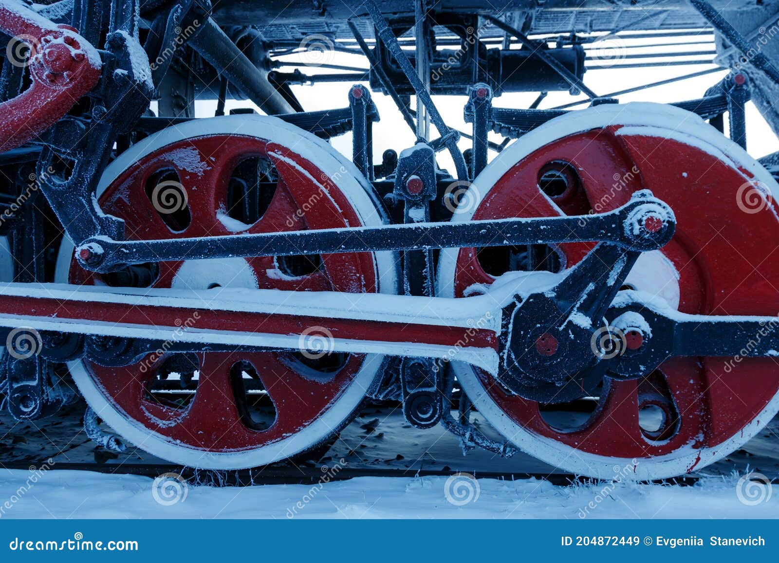 Old Steam Soviet Locomotive. Low Key Photo. Vintage Style. Red Star And ...
