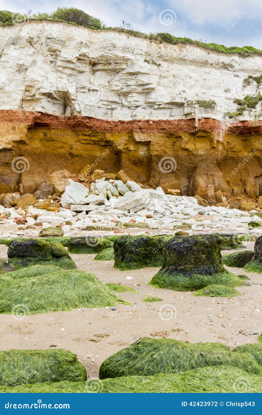 Red and Whilte Sandstone and Chalk Cliffs at Hunstanton, Norfolk Stock ...
