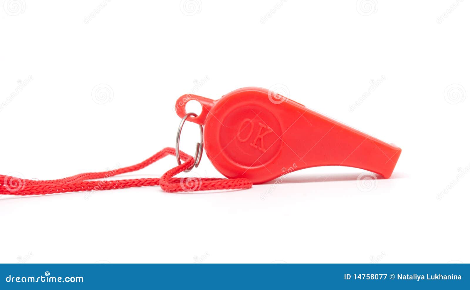 Red whistle with a rope stock image. Image of disqualification - 14758077