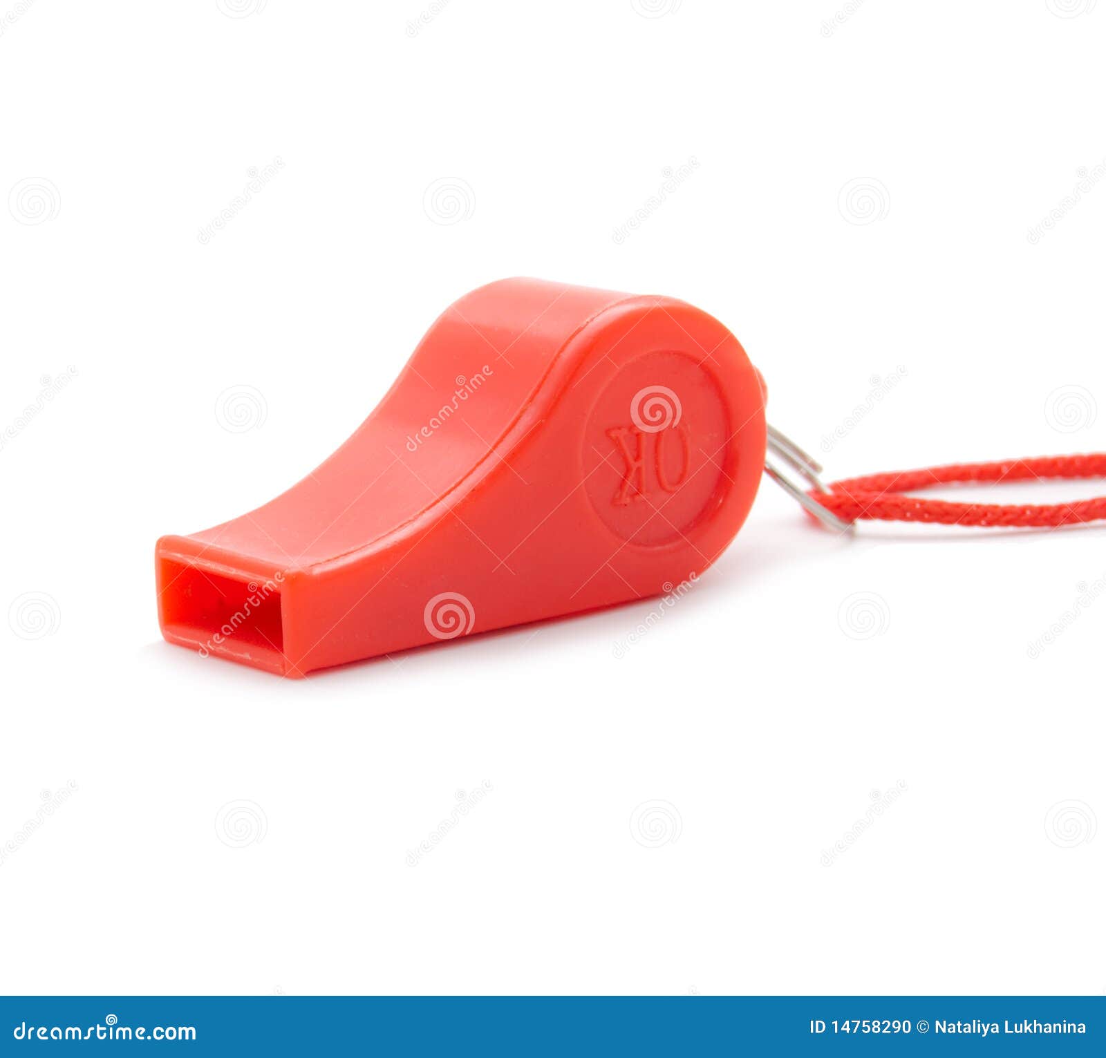 Red whistle with a rope stock photo. Image of sport, string - 14758290