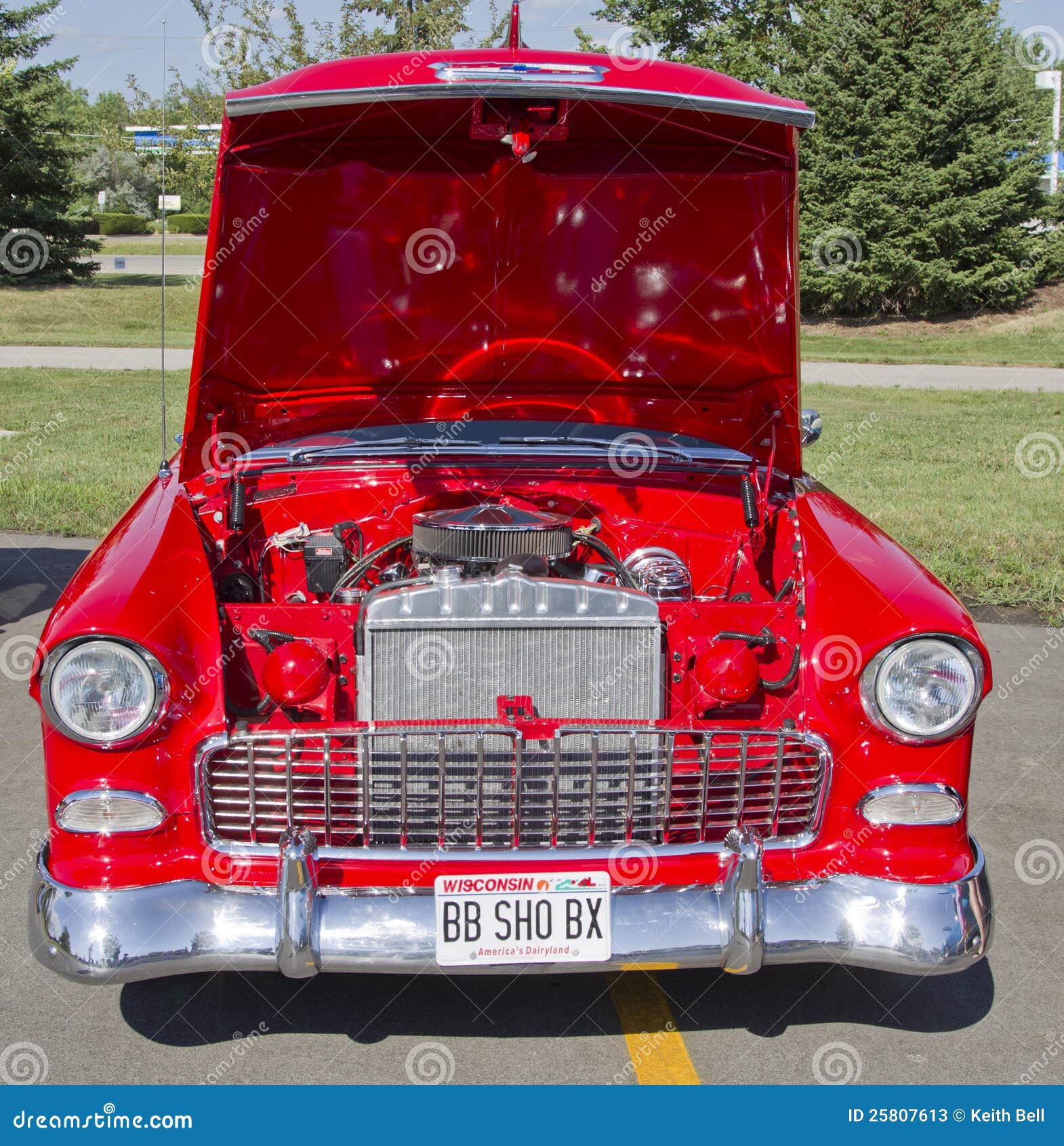 Red & White 1957 Chevy Bel Air Engine Editorial Stock Photo - Image of ...