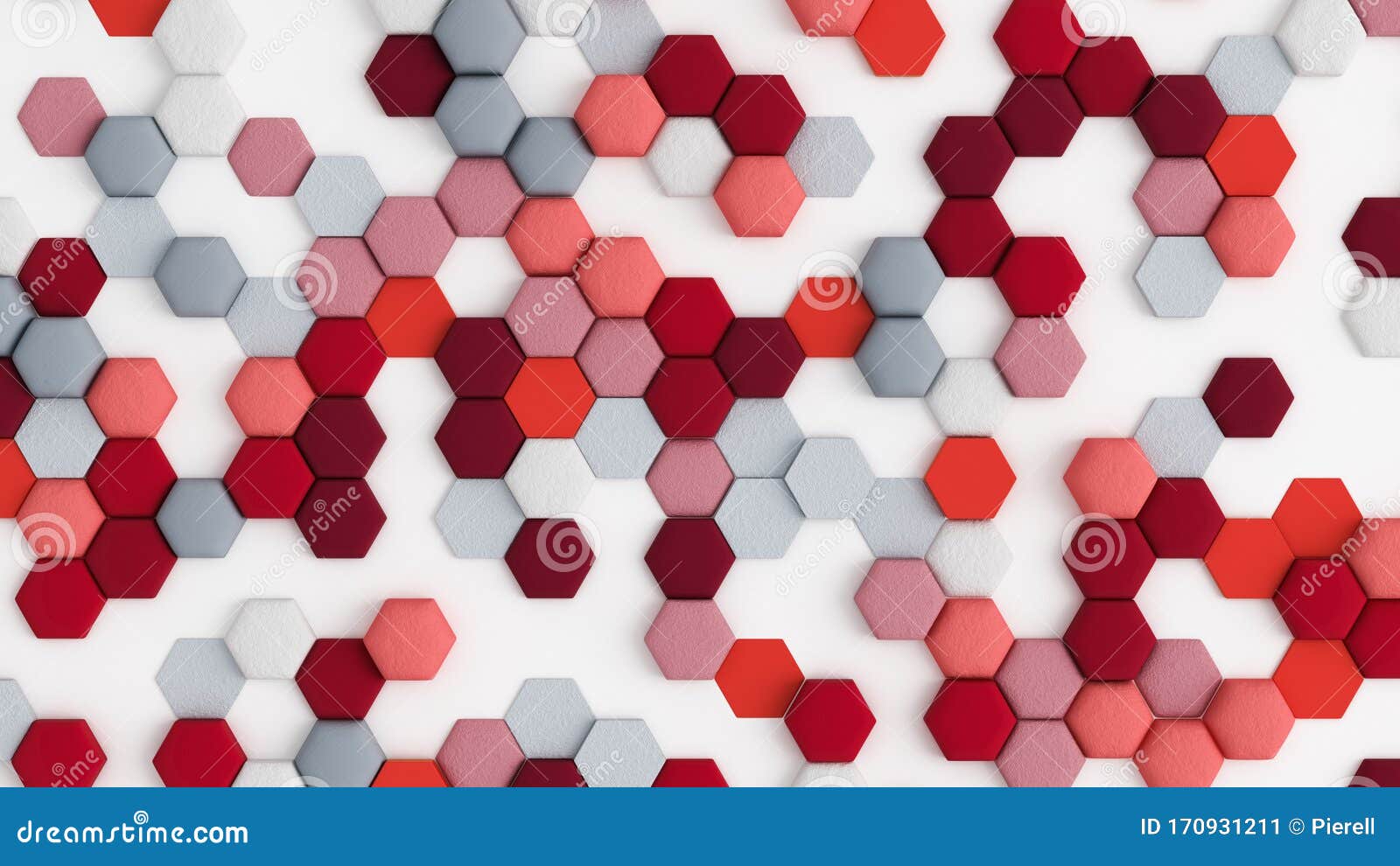 Red White Abstract Background with Hexagons. 3d Illustration, 3d ...