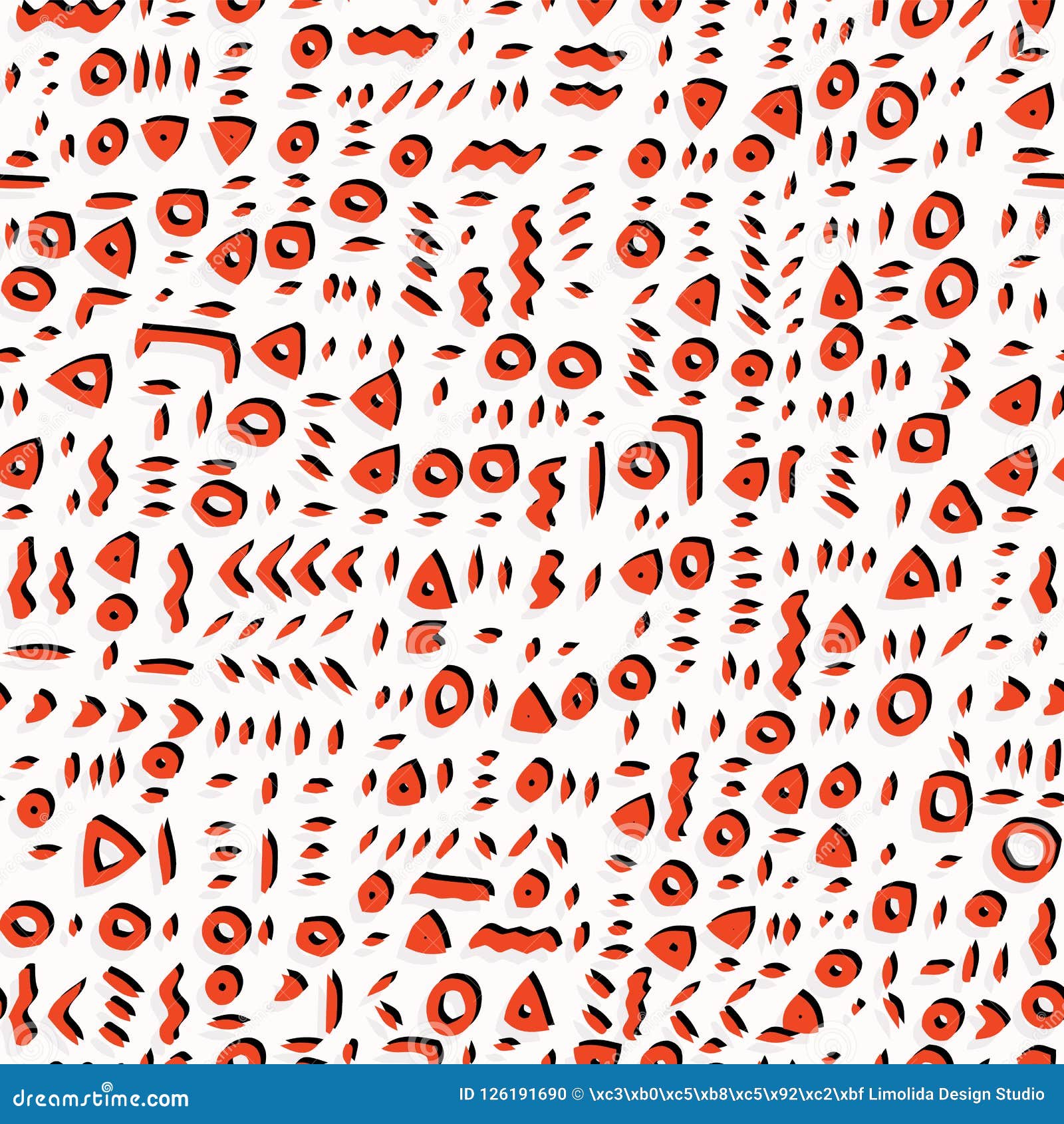 Red and White Abstract Drawn Cryptic Symbols Stock Vector ...