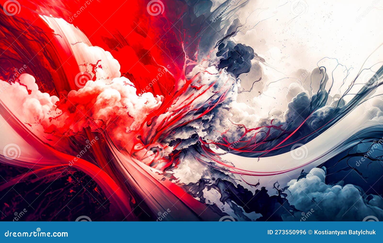 Red and White Abstract Painting on Black Background. Generative AI ...