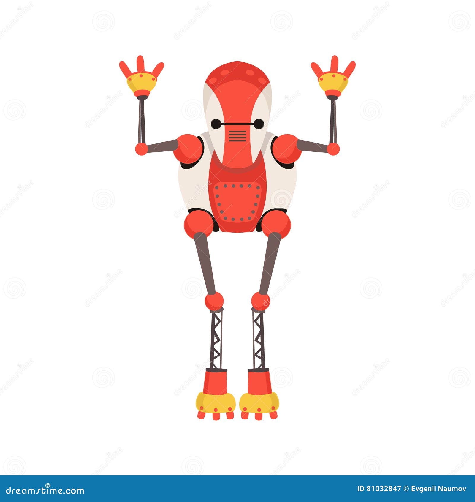 Red and White Android Robot Character with Thin Extremities Vector ...