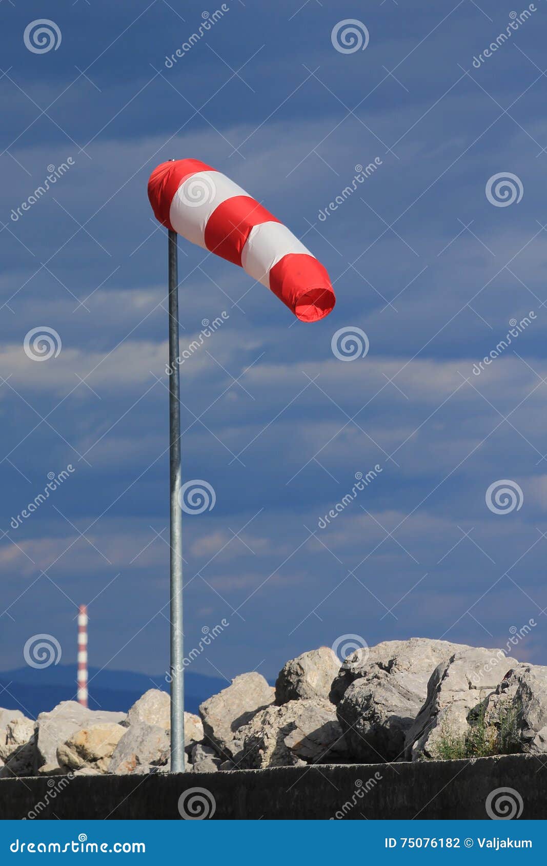 Red-white Anemometer and Smoke Pipe Stock Photo - Image of industry ...