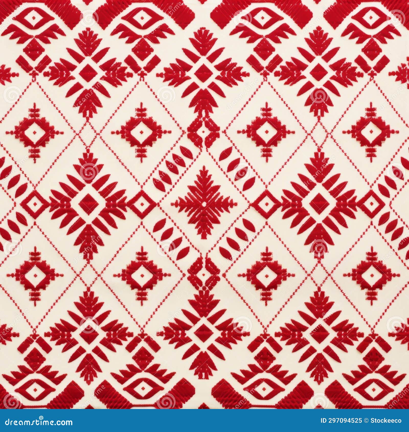 Red and White Aztec Pattern Rug: Conceptual Embroideries and Detailed ...