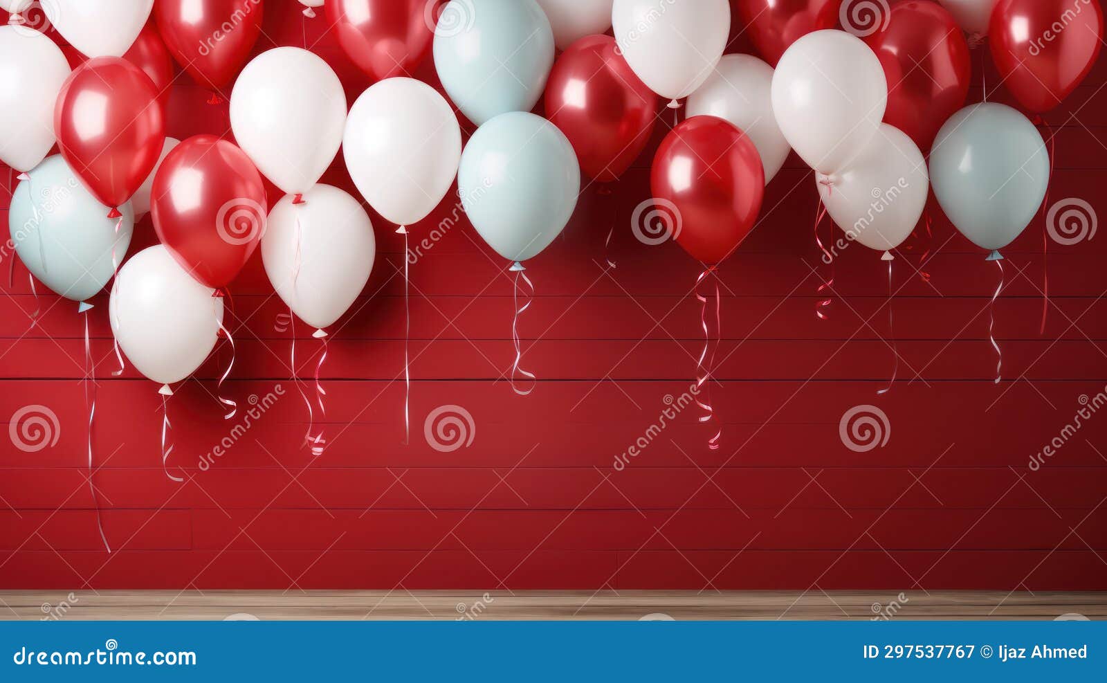 Red and White Balloons on Red Wooden Wall Stock Illustration ...
