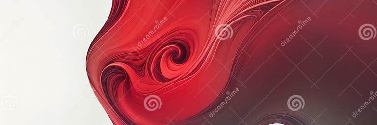 Red and White Banner or Web Header with Abstract Curvy Wave with Copy ...