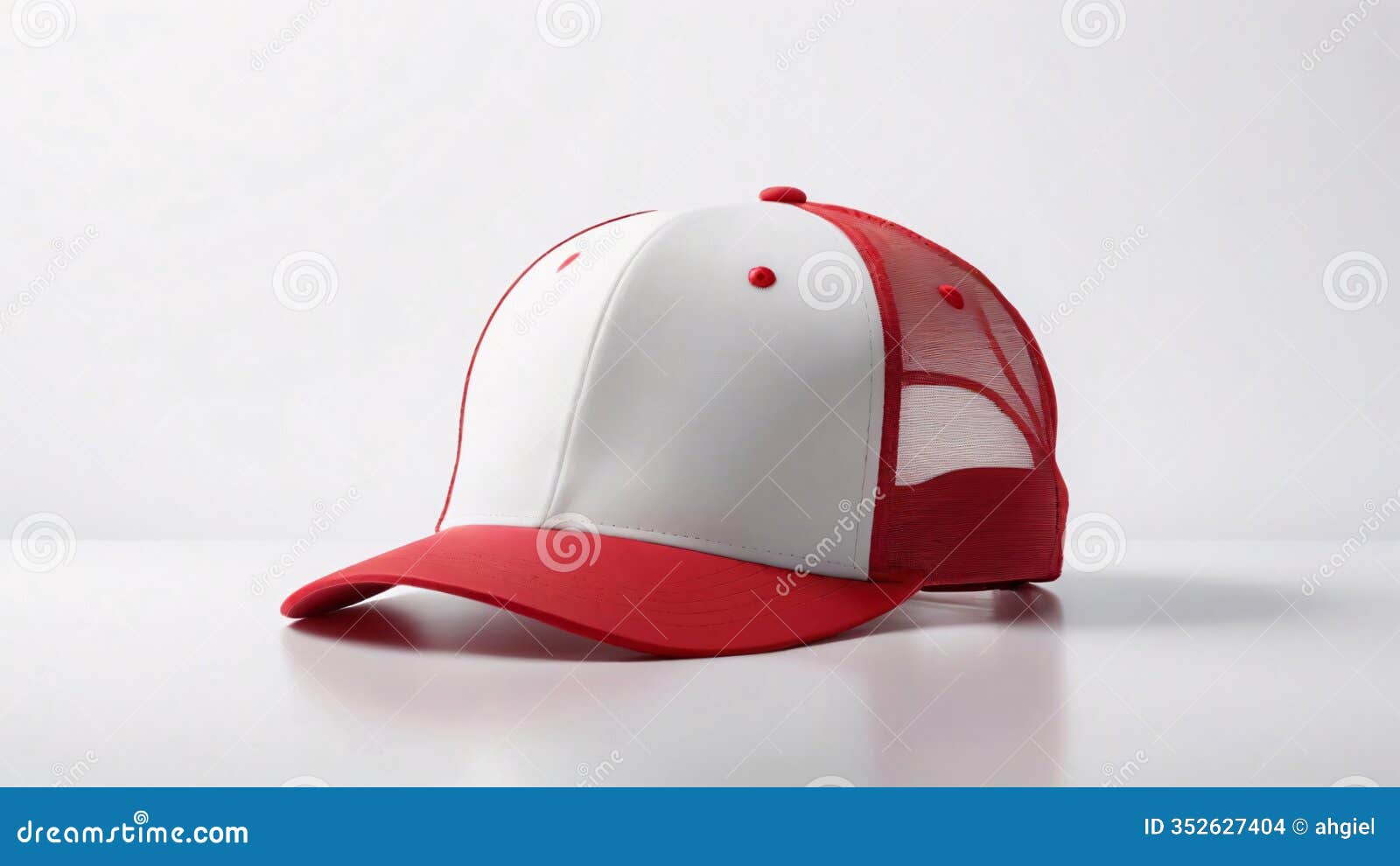A Red and White Baseball Cap with a Mesh Back, Isolated on a White ...