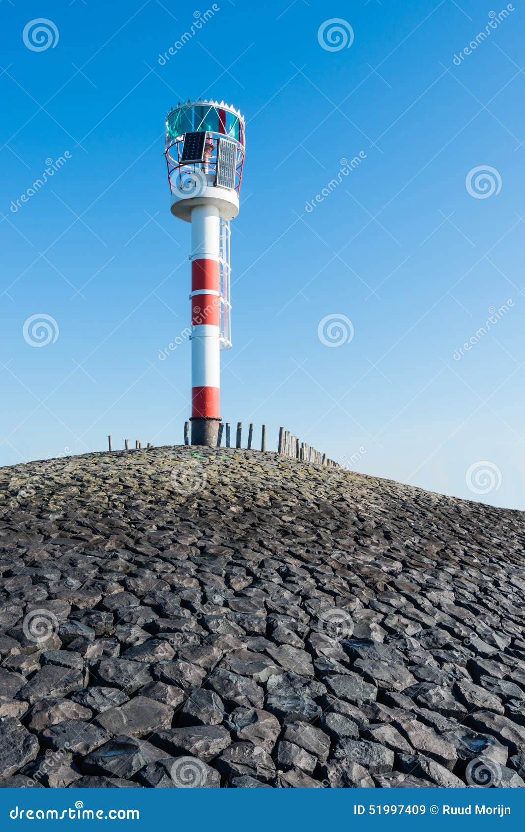 Red and White Beacon at the End of a Jetty Stock Image - Image of ...