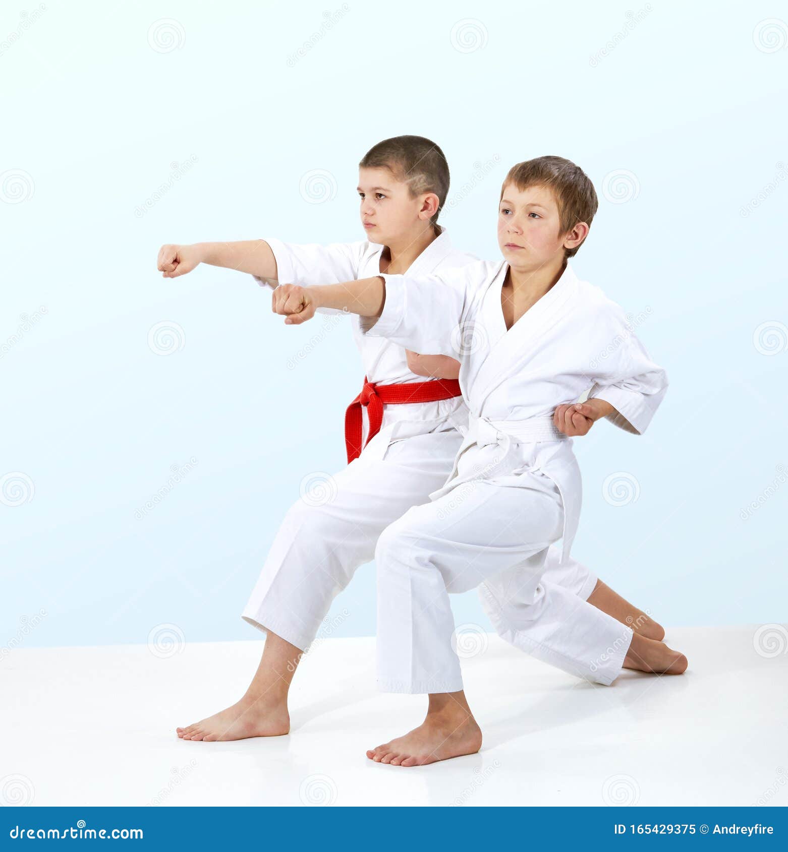 With Red and White Belt Boys Beat Punch Arm Stock Image - Image of ...