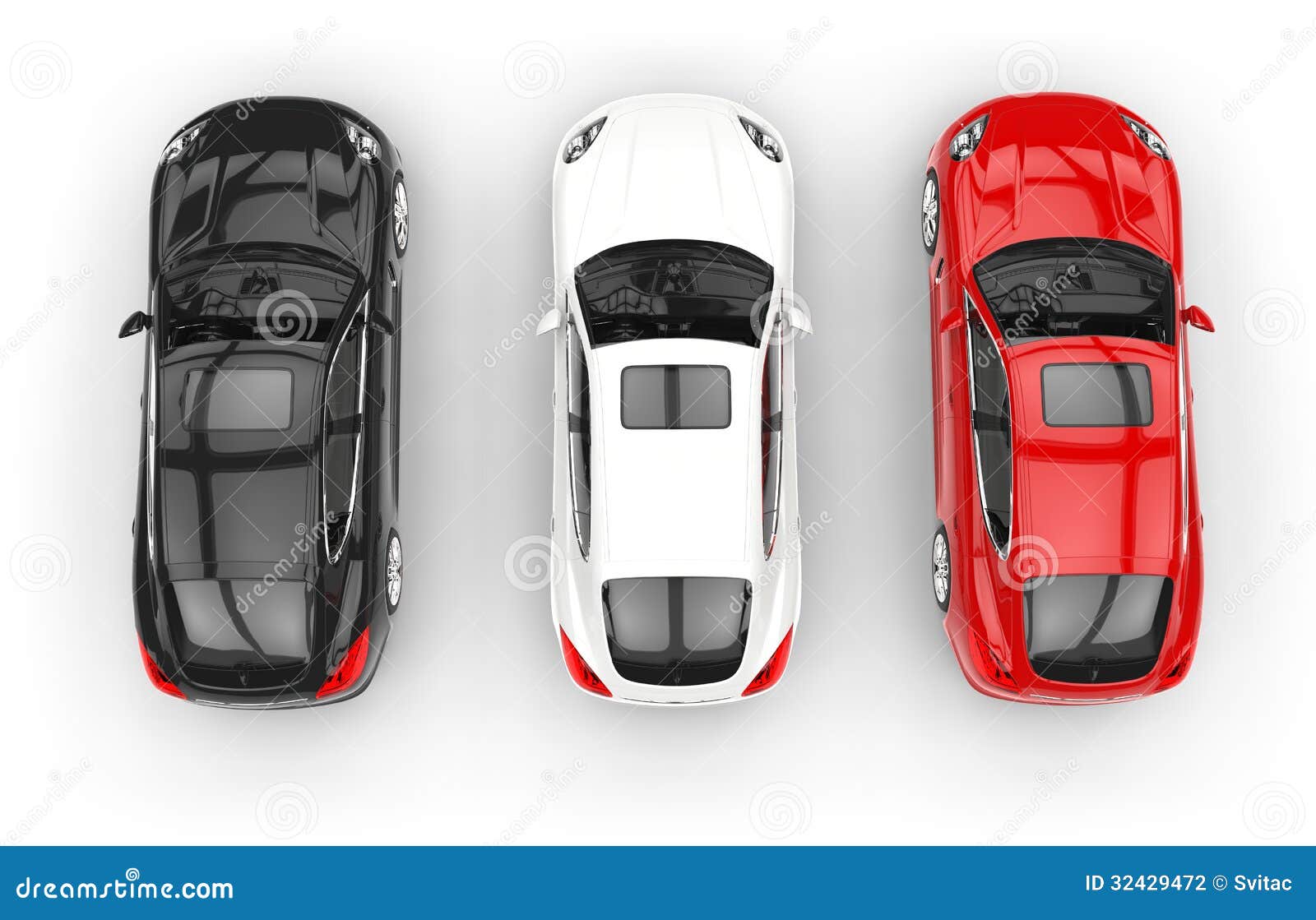 Red White and Black Cars Top View Stock Illustration - Illustration of ...