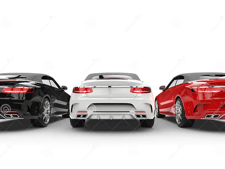 Red, White and Black Modern Cars - Back View Stock Illustration ...