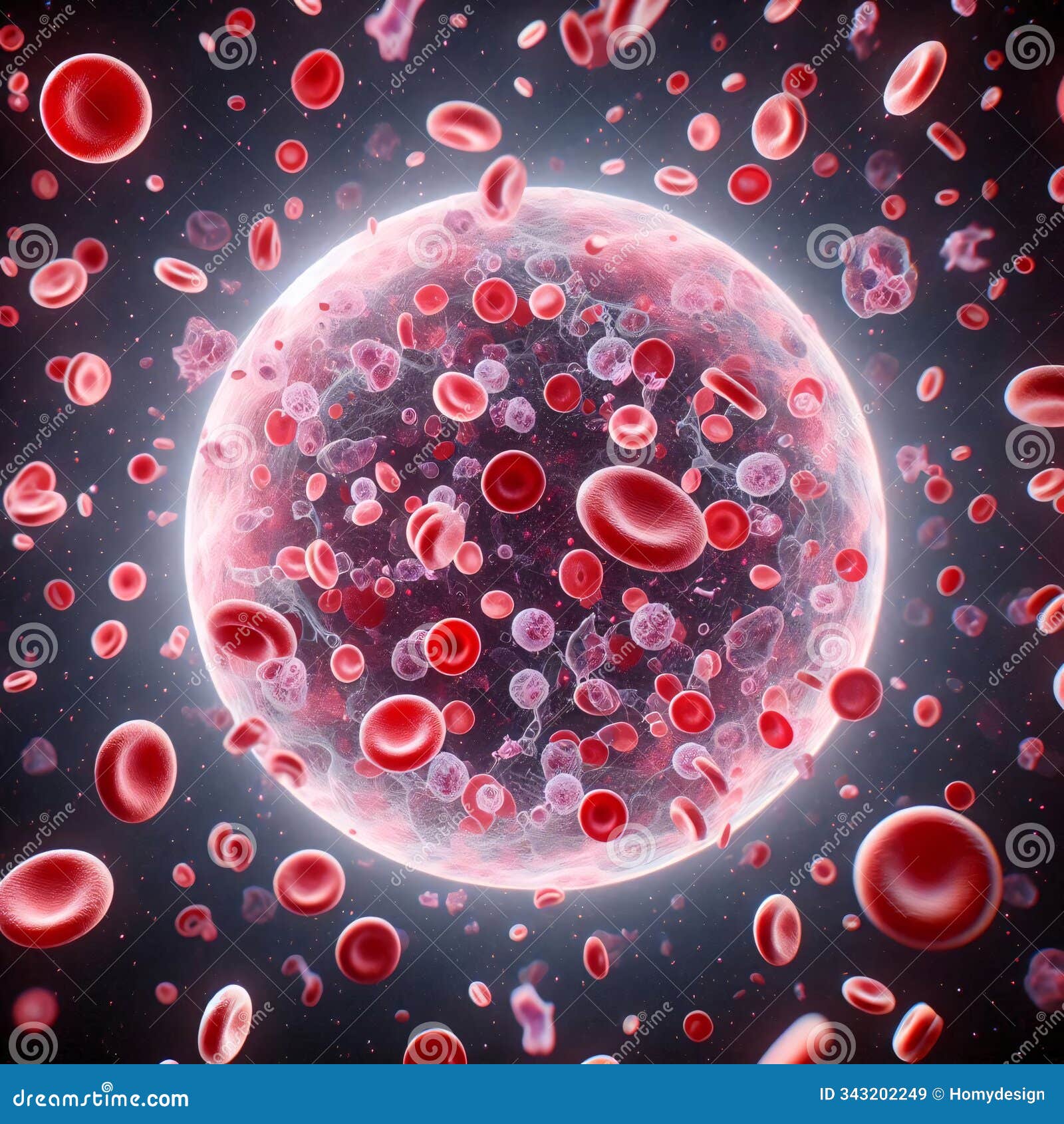 Red and White Blood Cells Floating in a Dark Background, Showcasing the ...