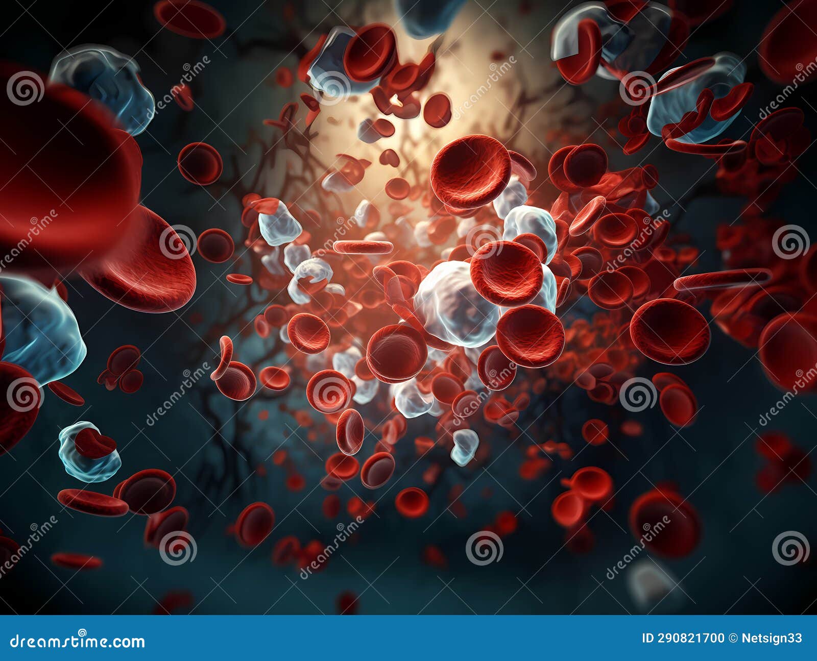 Red and White Blood Cells in a Blood Vessel Stock Illustration ...