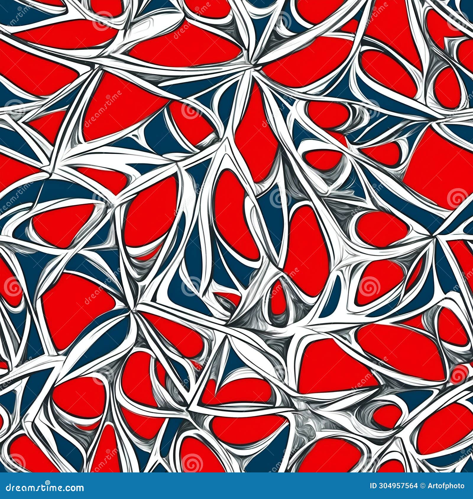 Red, White, and Blue Abstract Painting on a Seamless Pattern ...