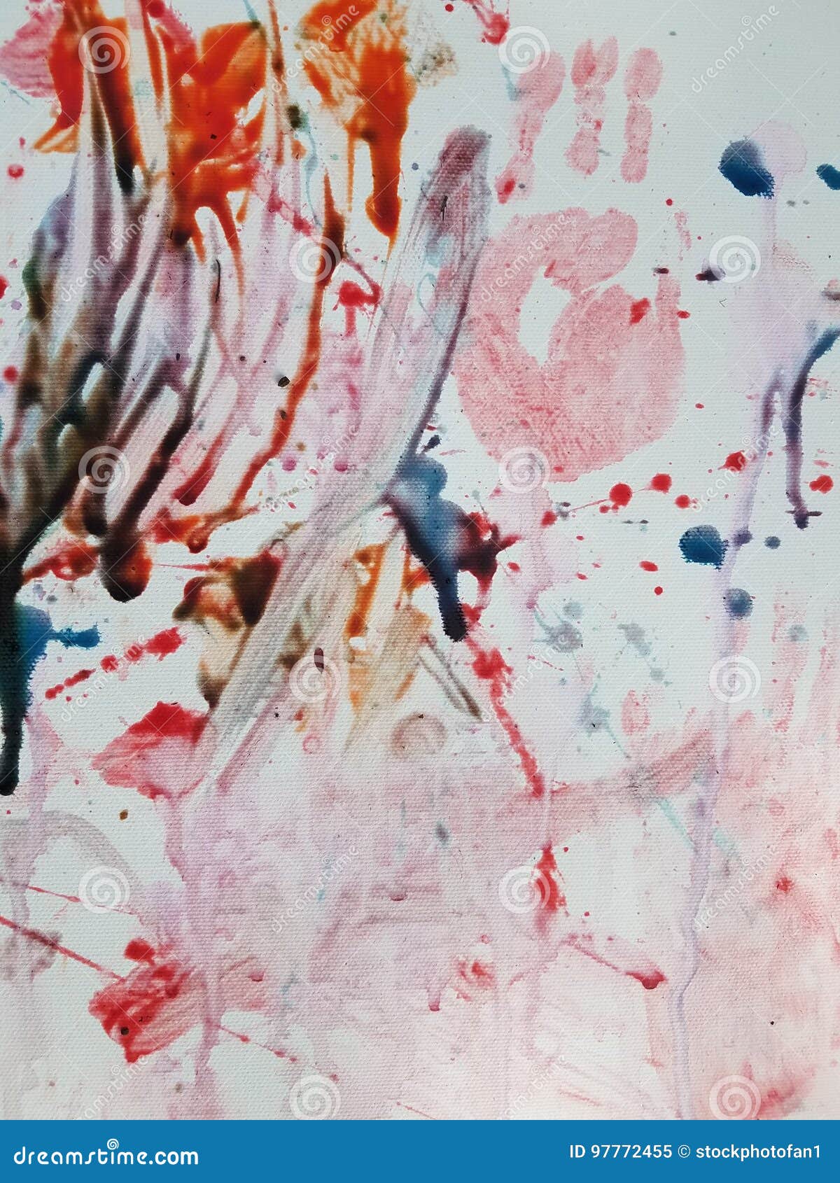 Red, White, and Blue Child Art with Hand Print Stock Image - Image of ...