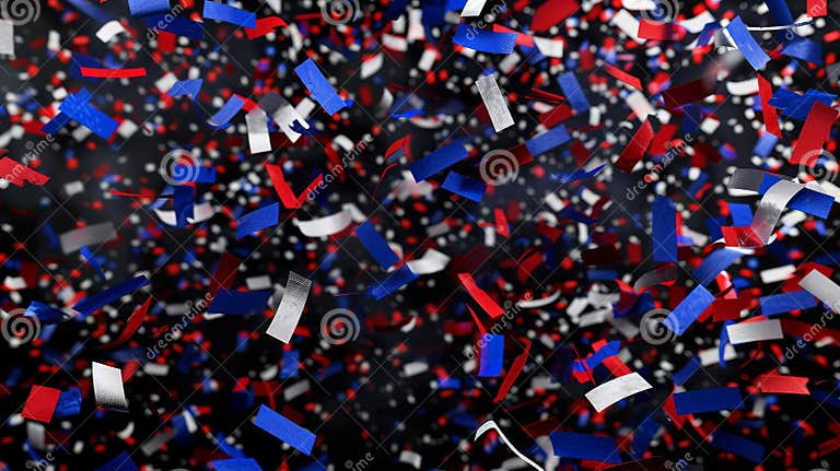 Red, White and Blue Confetti Falling on a Blurred Background ...