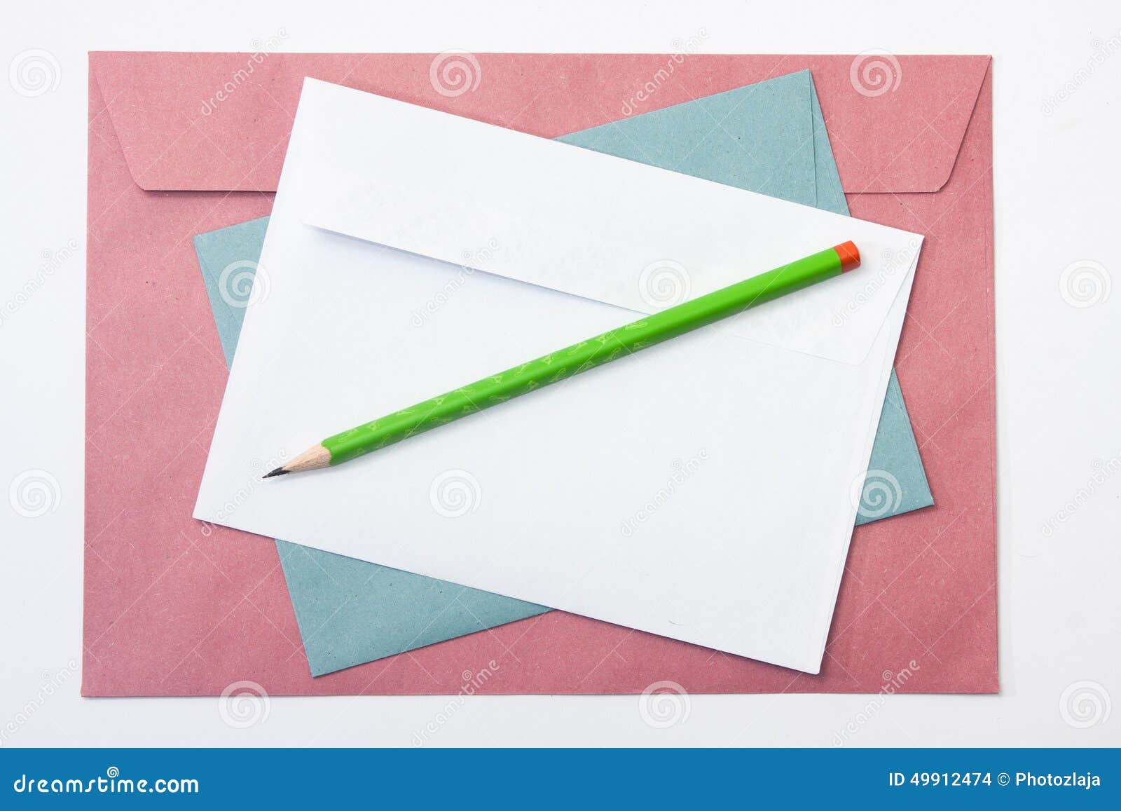 Red White and Blue Envelope with a Wooden Pen Stock Photo - Image of ...
