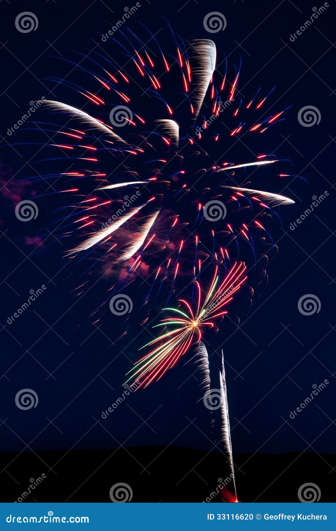 Red White and Blue Fireworks Stock Photo - Image of fireball ...