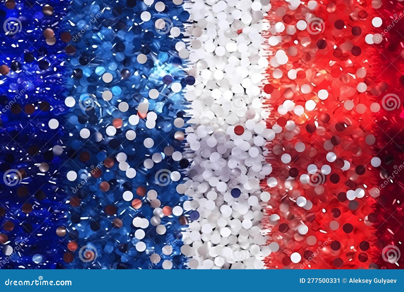 A Red, White and Blue French Flag is Covered in Sequins. AI Generation ...