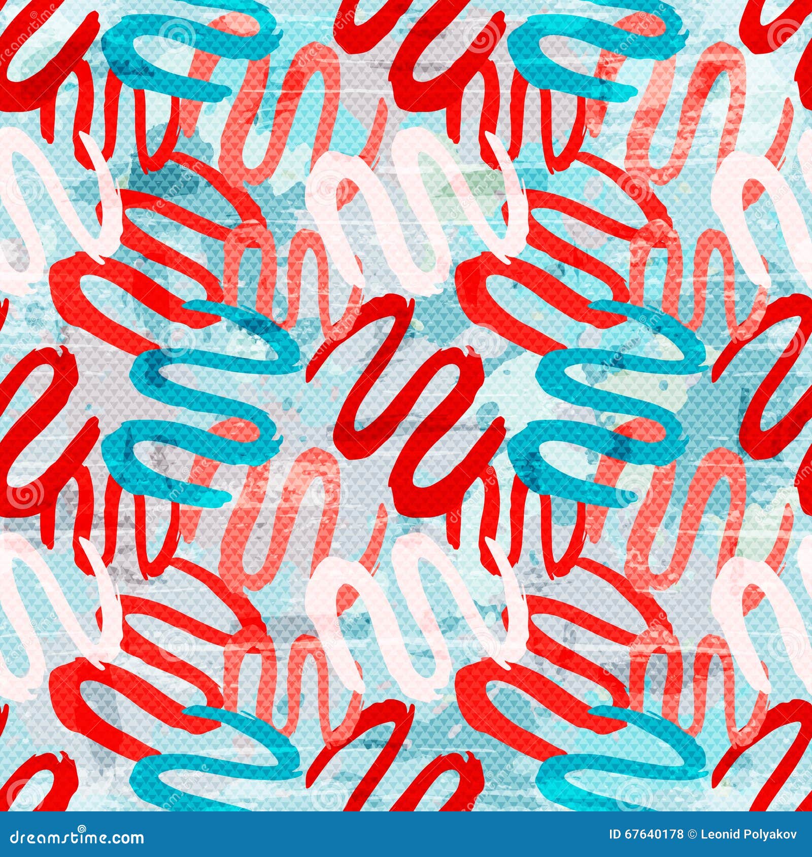 Red White Blue Graffiti Lines on a White Background Seamless Pattern ...