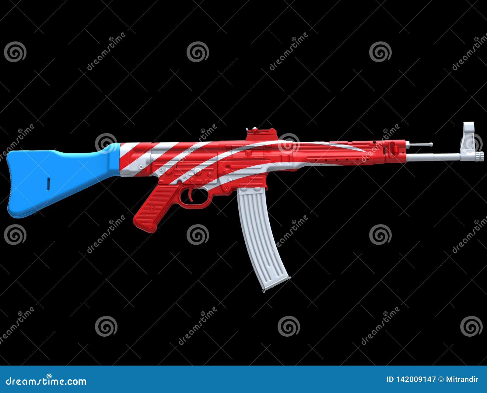 Red, White and Blue Machine Gun Stock Illustration - Illustration of ...