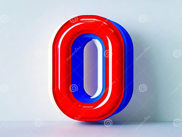 A Red White and Blue Number 0 on a Blue Background Stock Illustration ...