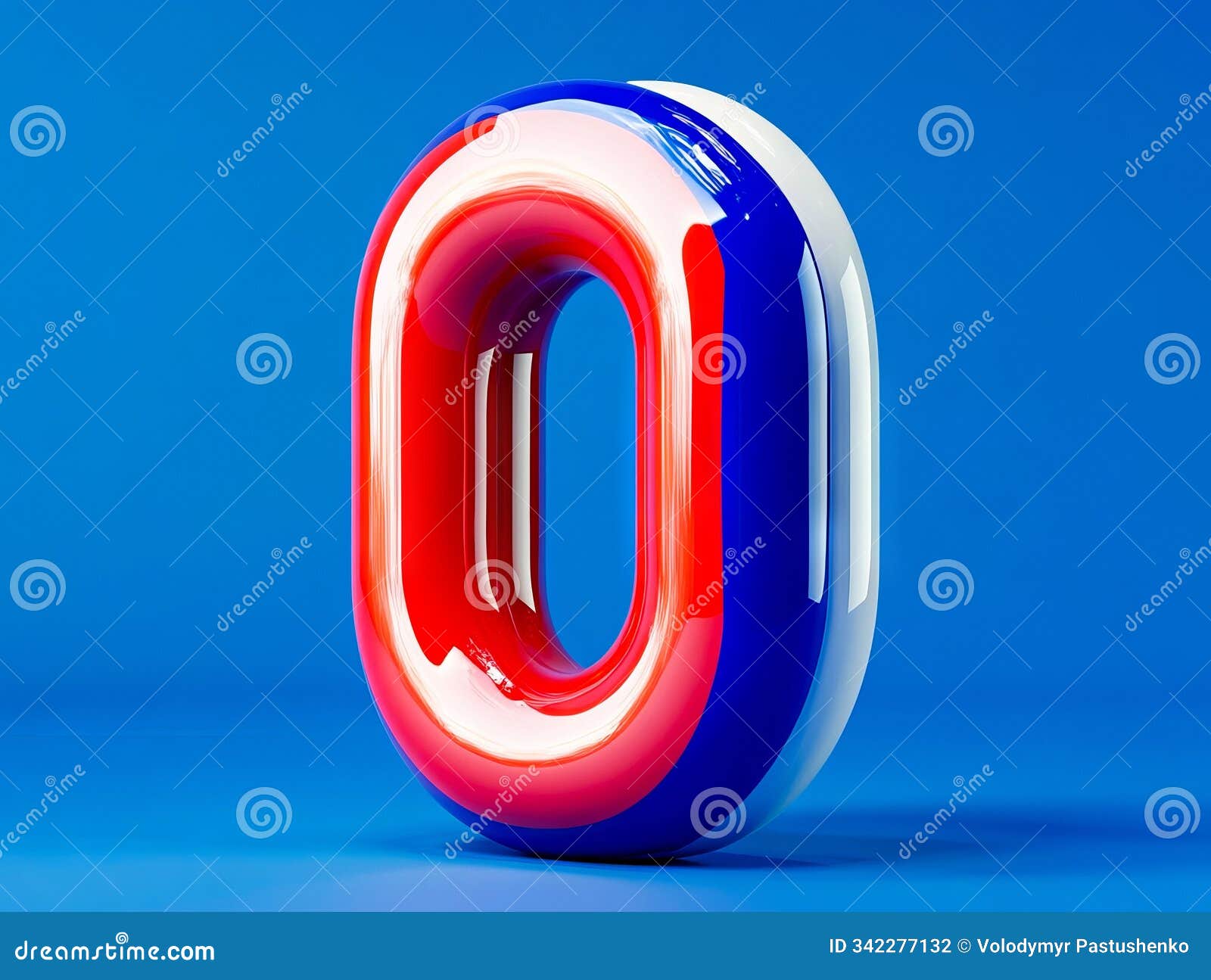 A Red White and Blue Number 0 on a Blue Background Stock Illustration ...
