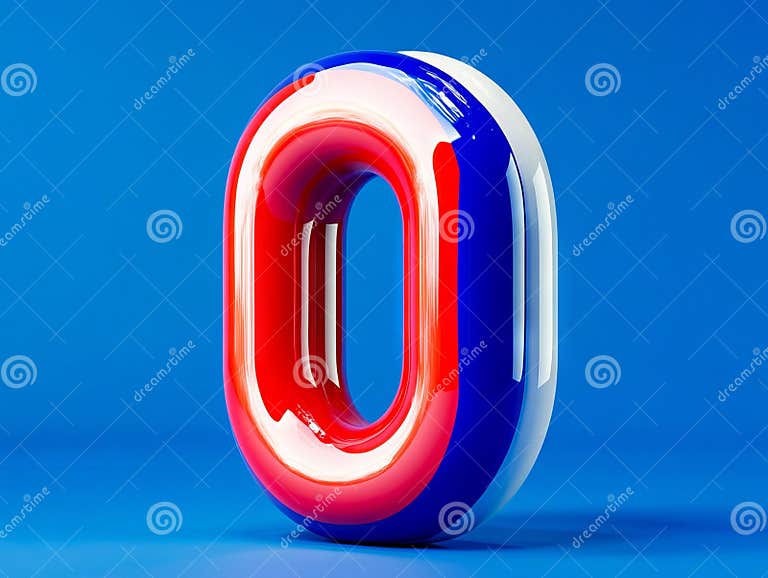 A Red White and Blue Number 0 on a Blue Background Stock Illustration ...