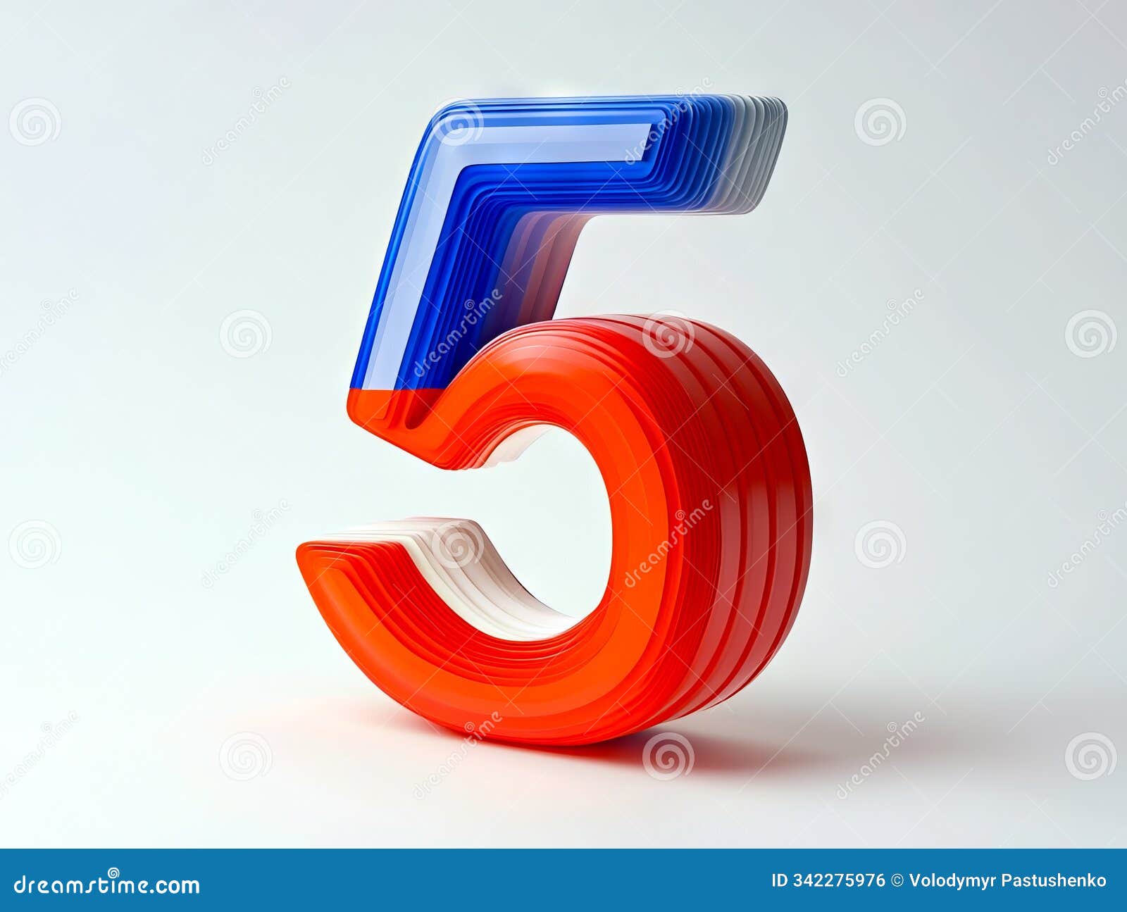 A Red White and Blue Number Five on a White Background Stock ...