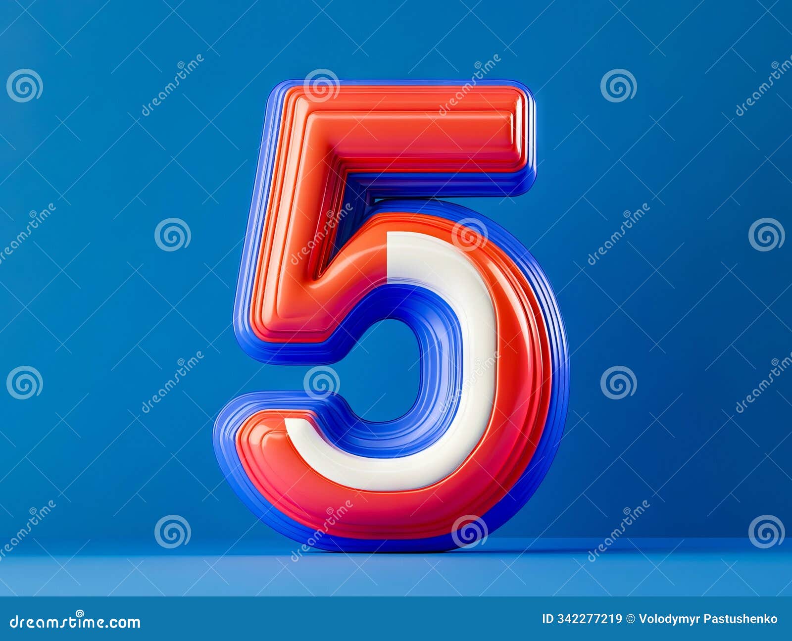 A Red White and Blue Number Five on a Blue Background Stock ...