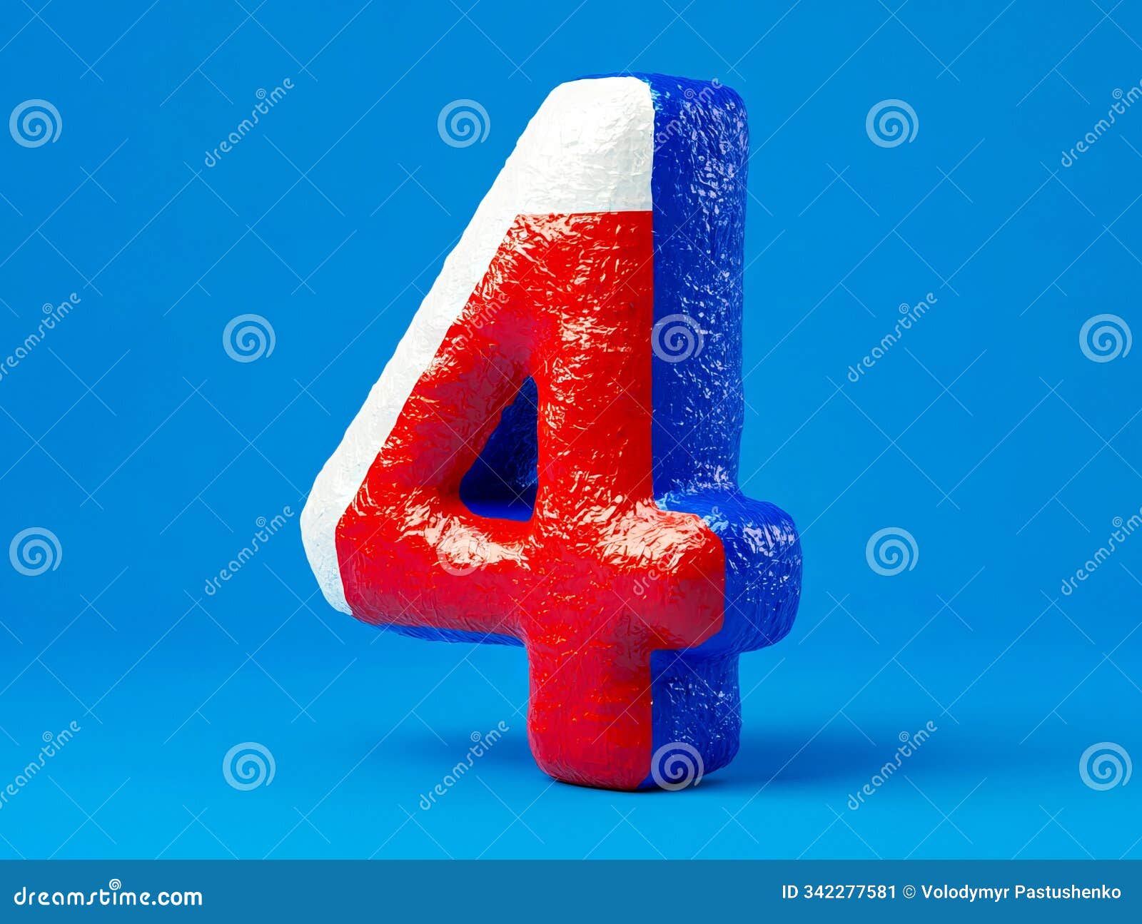 A Red White and Blue Number Four on a Blue Background Stock ...