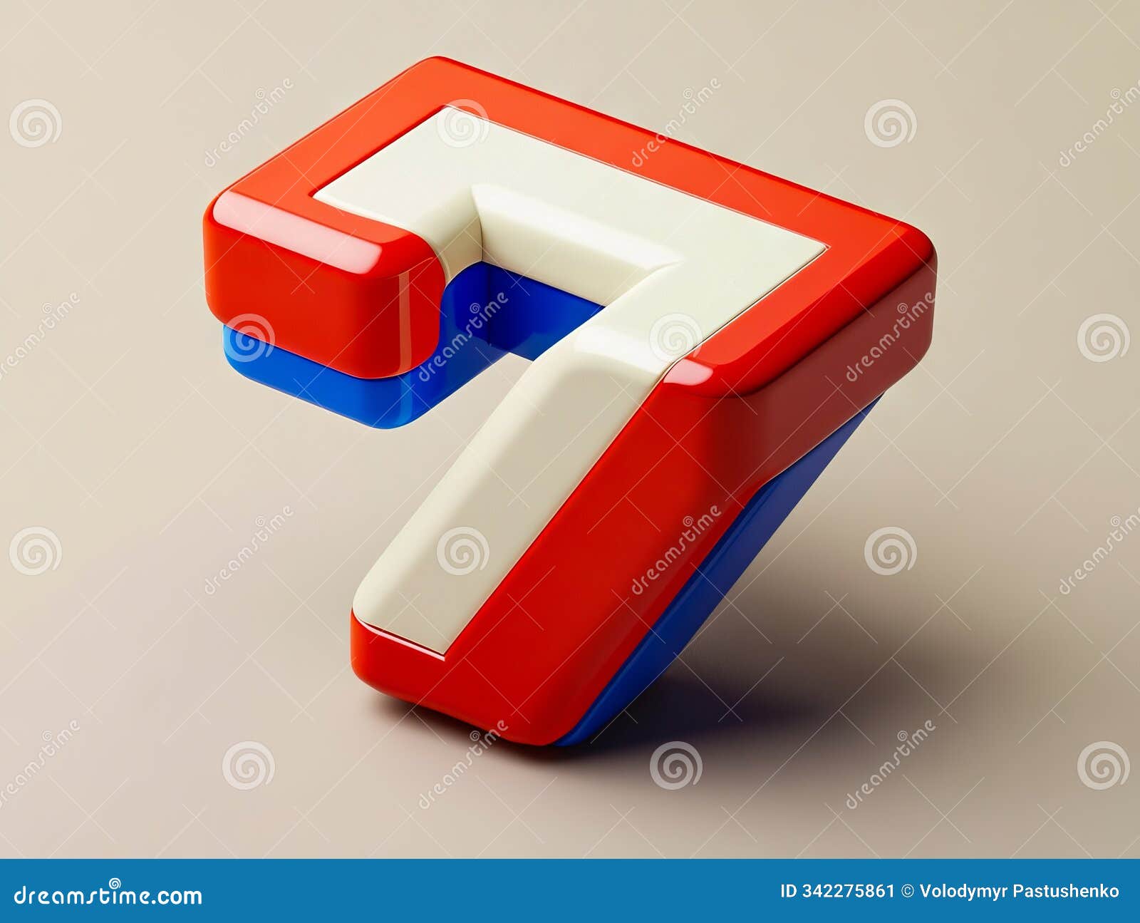 A Red White and Blue Number 7 on a Gray Background Stock Illustration ...