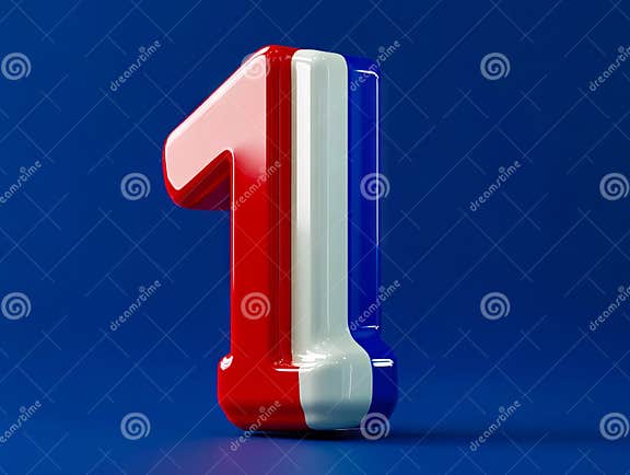 A Red White and Blue Number One on a Blue Background Stock Illustration ...
