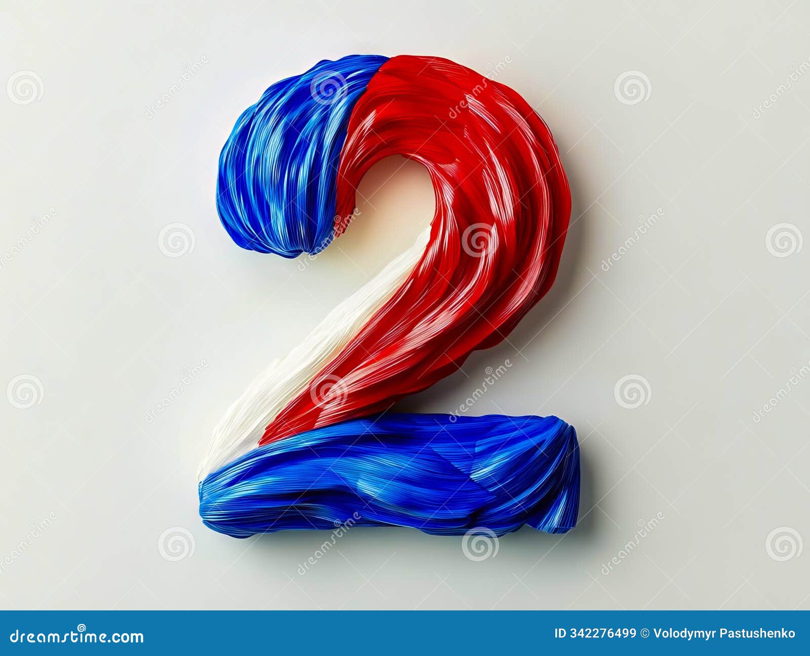 A Red White and Blue Number 2 Painted on a White Surface Stock ...