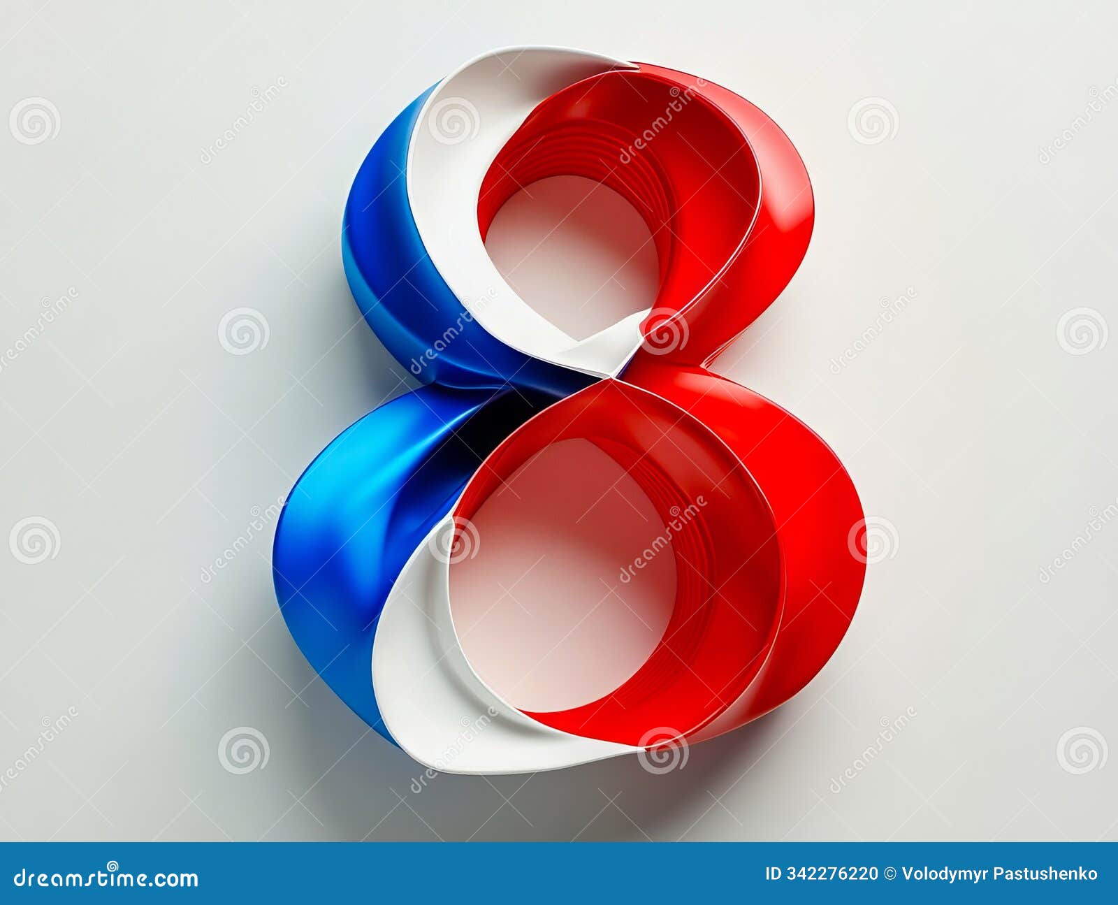 A Red White and Blue Number 8 on a White Surface Stock Illustration ...