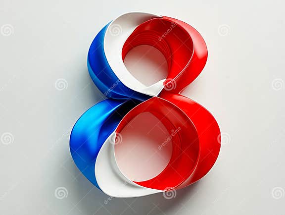A Red White and Blue Number 8 on a White Surface Stock Illustration ...