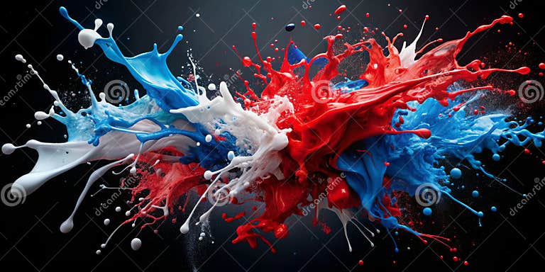 Red, White, and Blue Paint Explosion - a Dynamic Composition of Colors ...