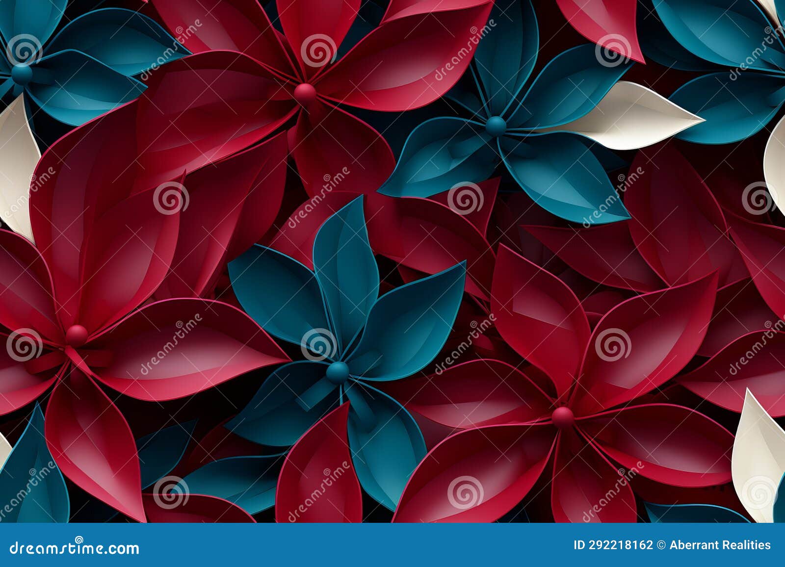 Red White and Blue Paper Flowers on a Black Background Stock ...