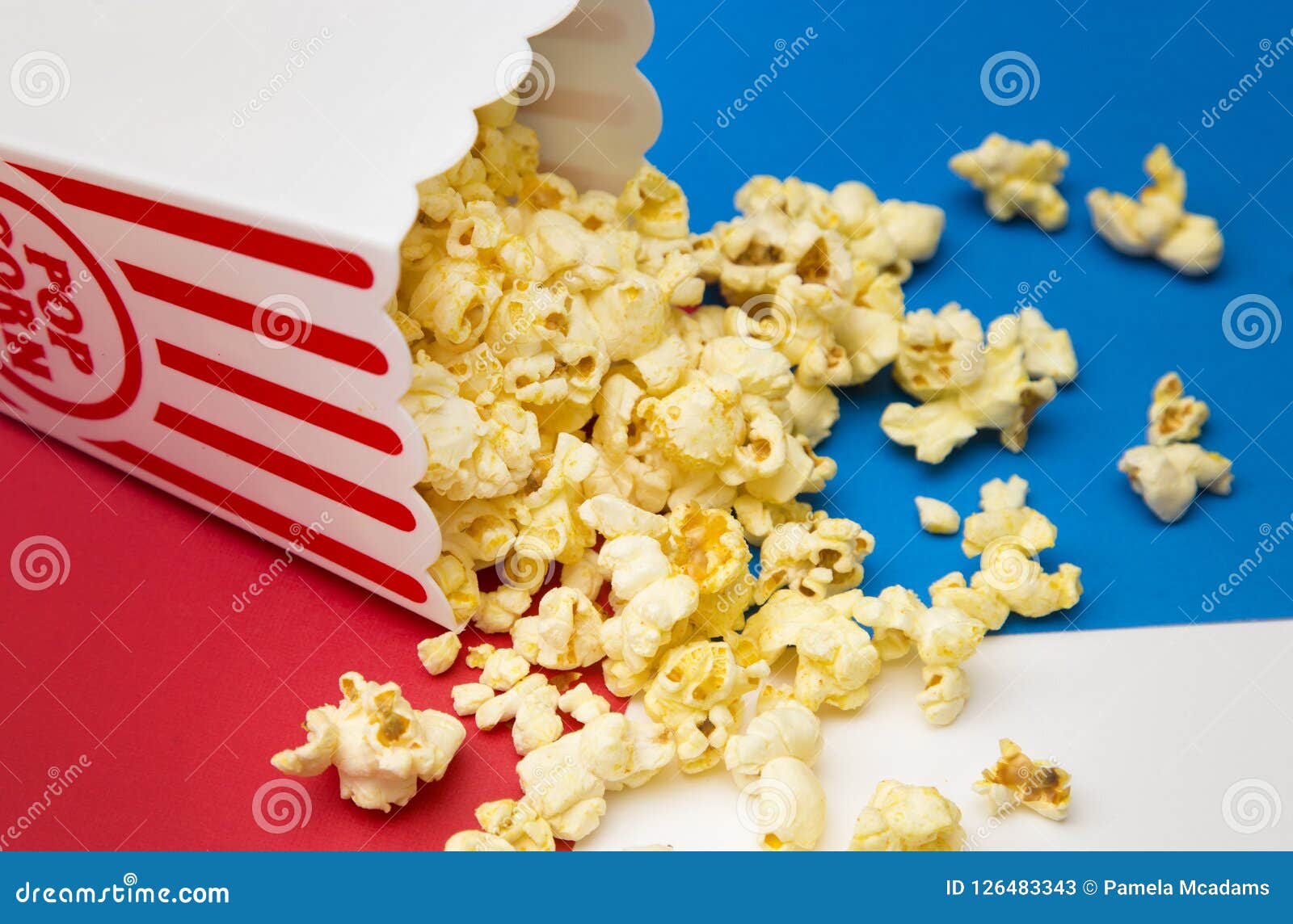 Red White and Blue Popcorn stock image. Image of butter - 126483343