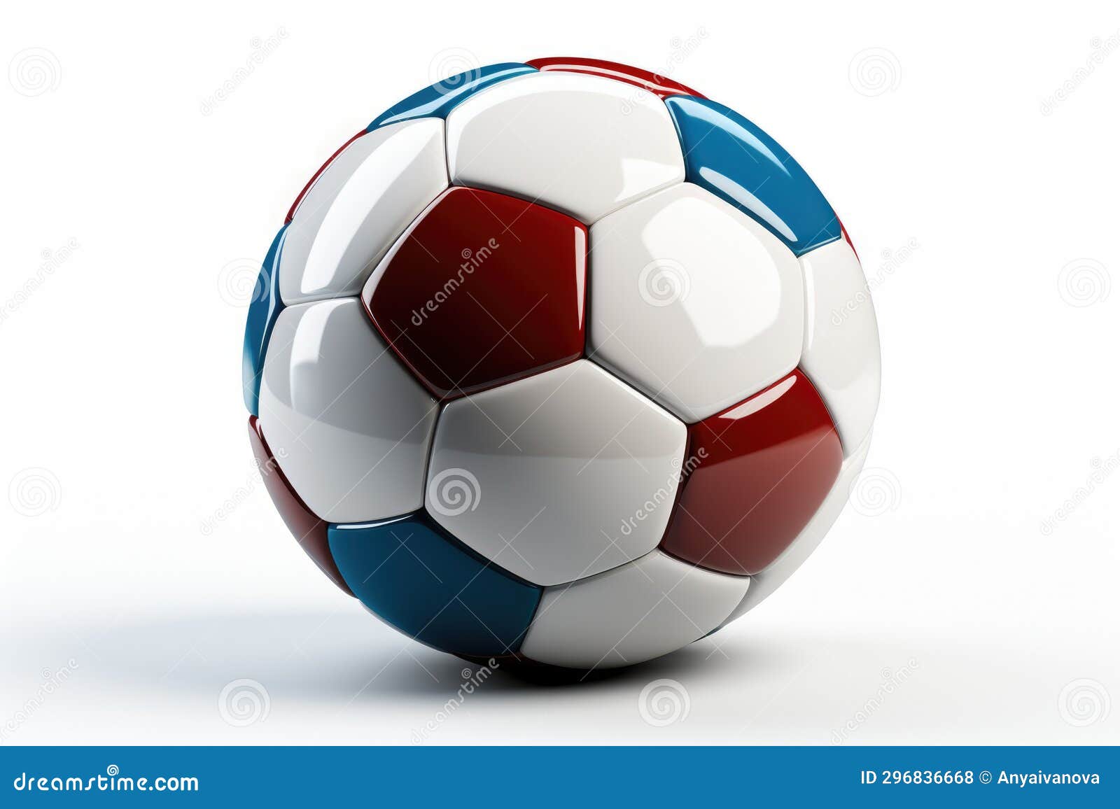 A Red, White and Blue Soccer Ball on a White Surface Stock Illustration ...