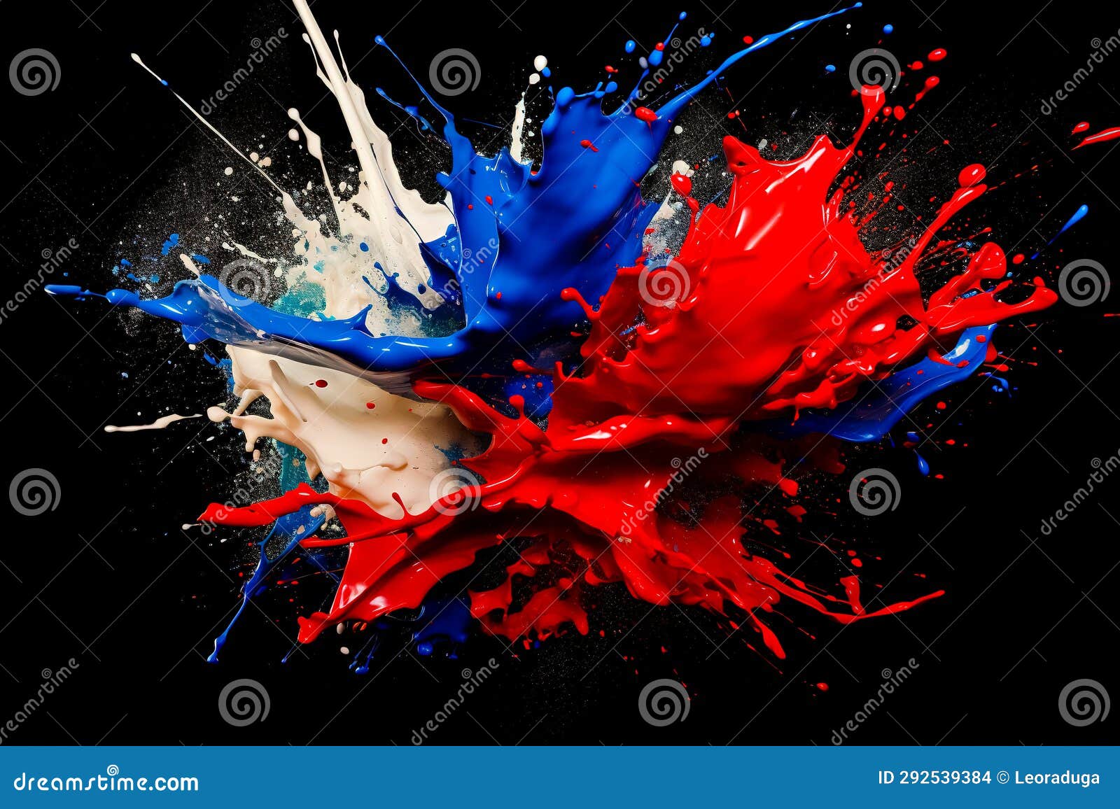 Red, White and Blue Splash Paint Splatter with a Black Background ...