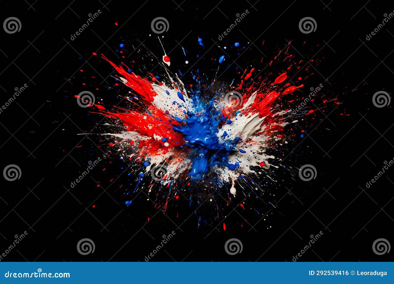 Red, White and Blue Splash Paint Splatter with a Black Background ...