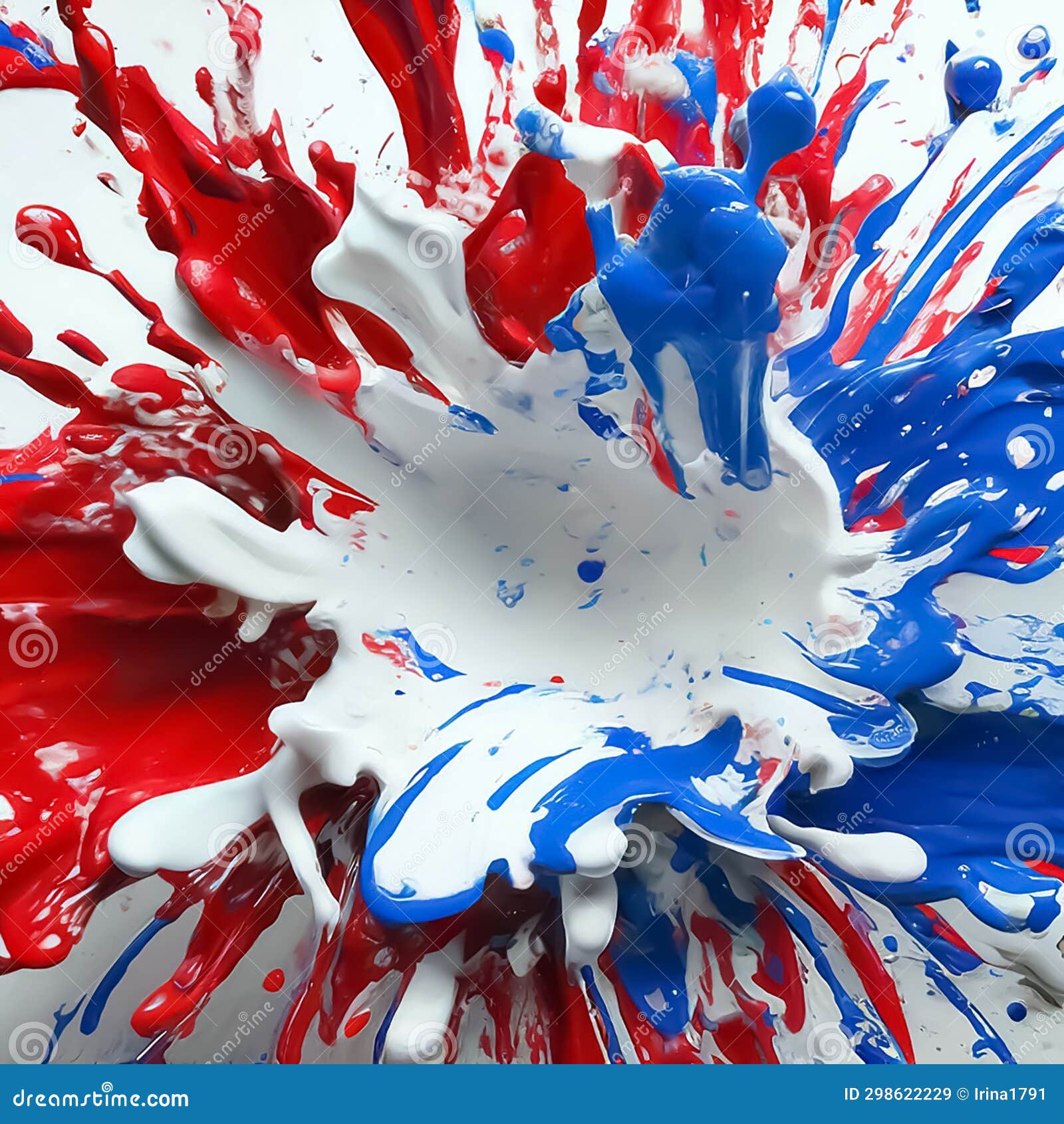 Red, White and Blue Splashes of Paint Flying in Different Directions ...