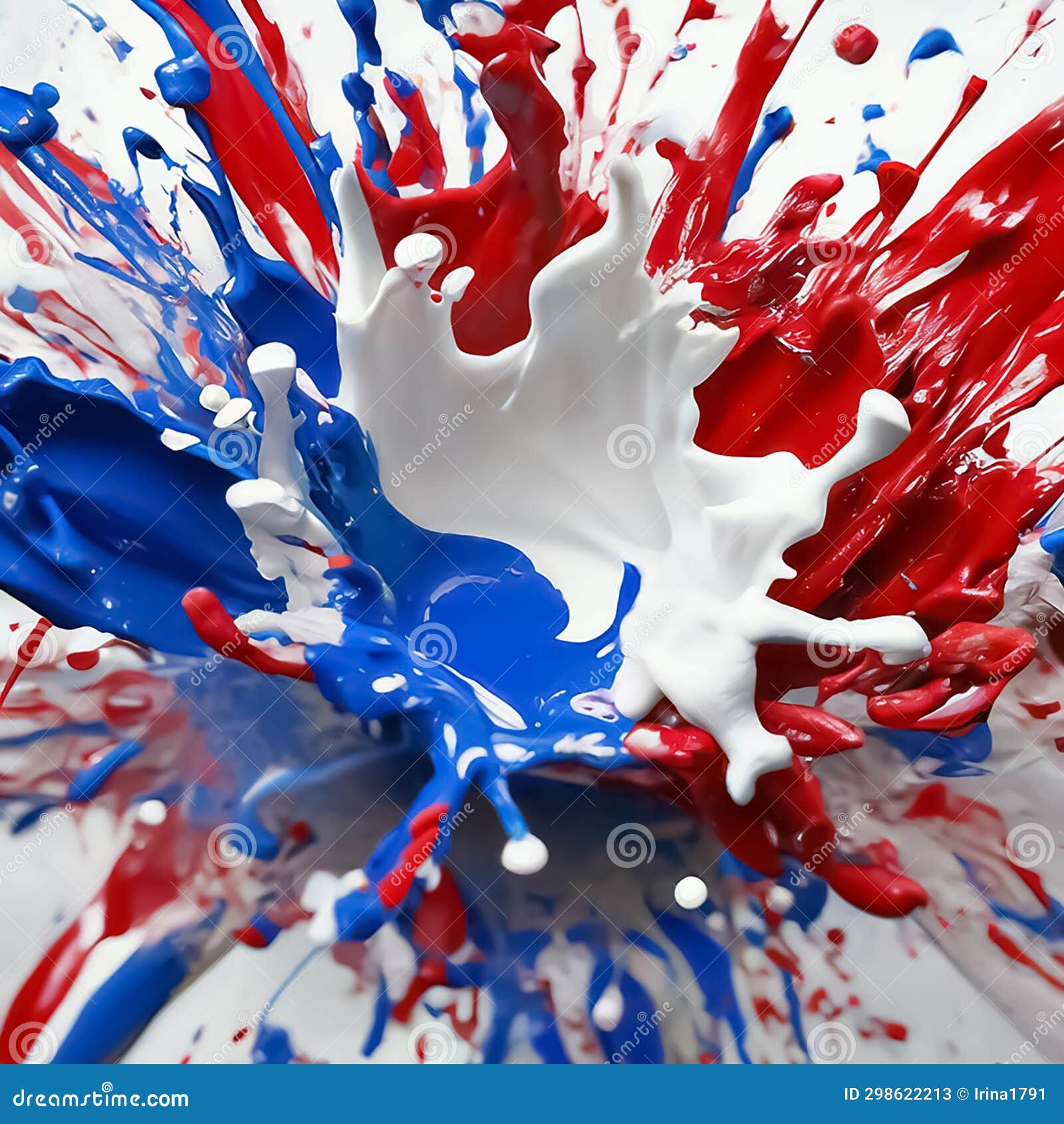 Red, White and Blue Splashes of Paint Flying in Different Directions ...